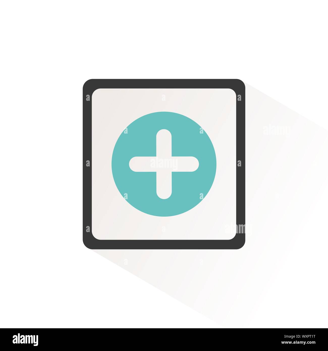 Pharmacy sign. Flat color cross icon with beige shade. Vector ...