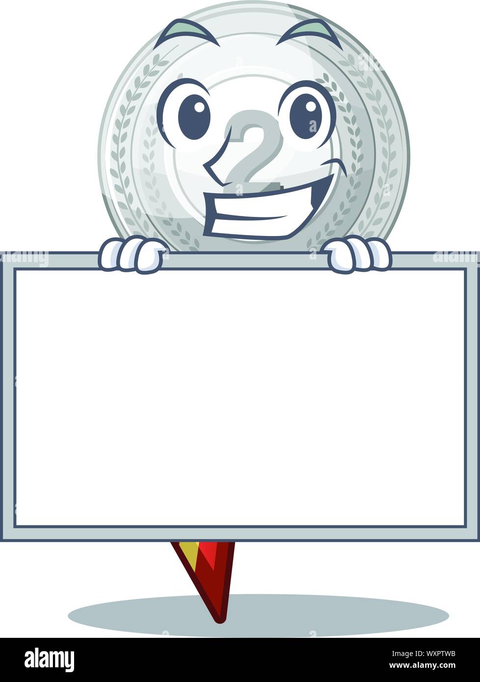 Grinning with board silver medal with the shape cartoon Stock Vector ...