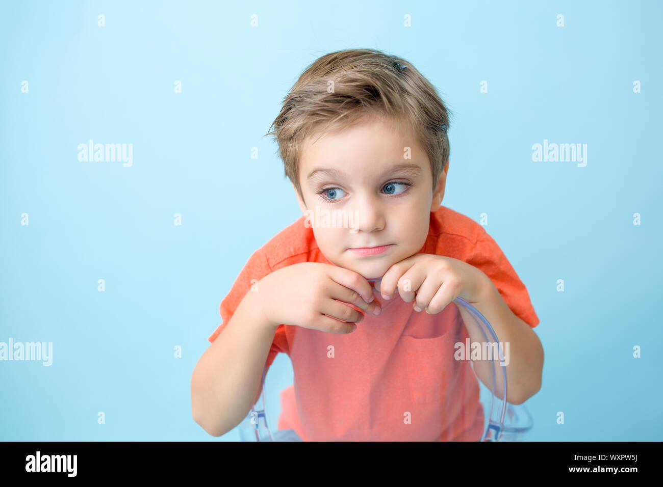 Toddler Boy is Thinking Stock Photo - Alamy