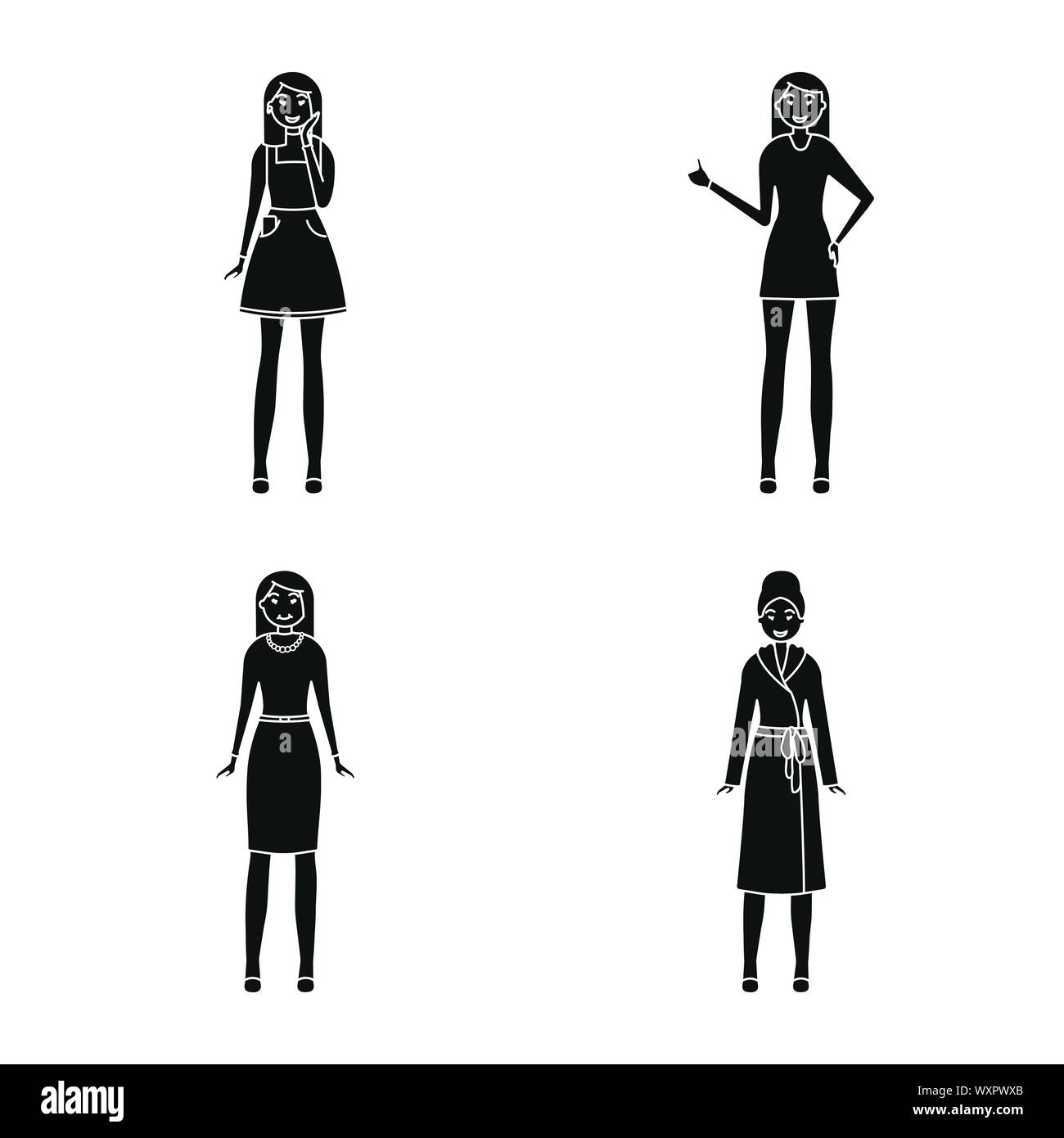 Isolated object of emotions and female icon. Set of emotions and body ...