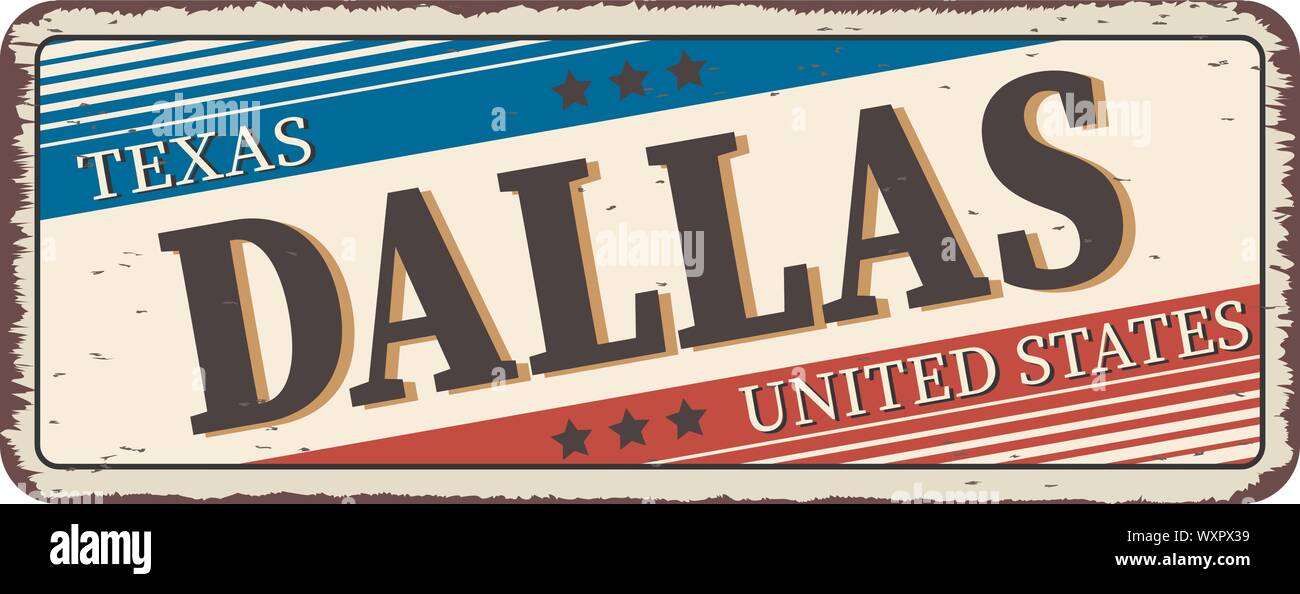Dallas Texas vintage rusty metal sign on a white background, vector ...