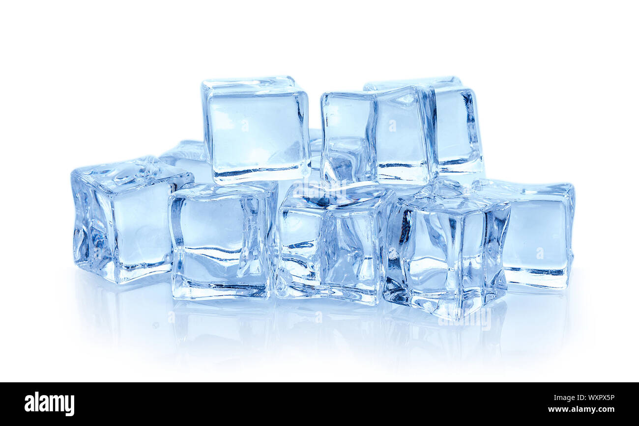 Cubes of ice on white background Stock Photo - Alamy