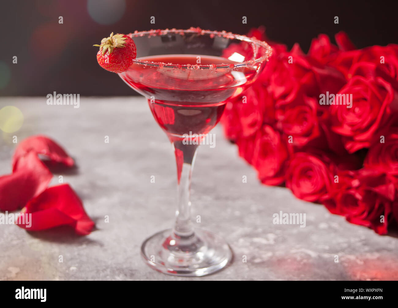 Romantic scene red roses bouquet hi-res stock photography and images ...