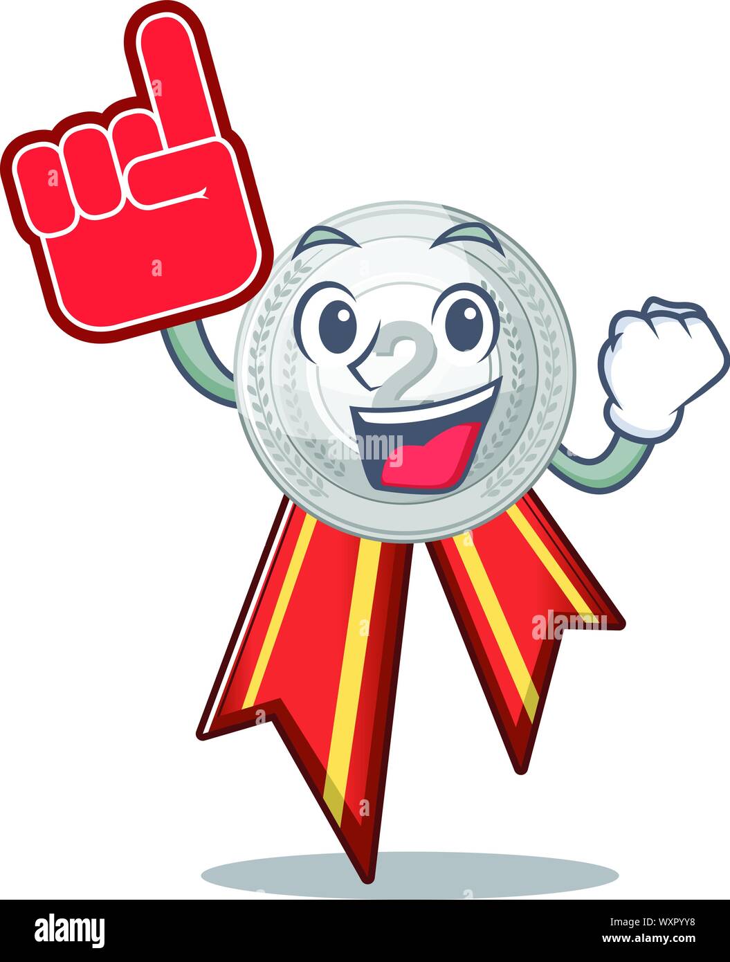 Foam finger silver medal on the mascot cupboard Stock Vector Image ...