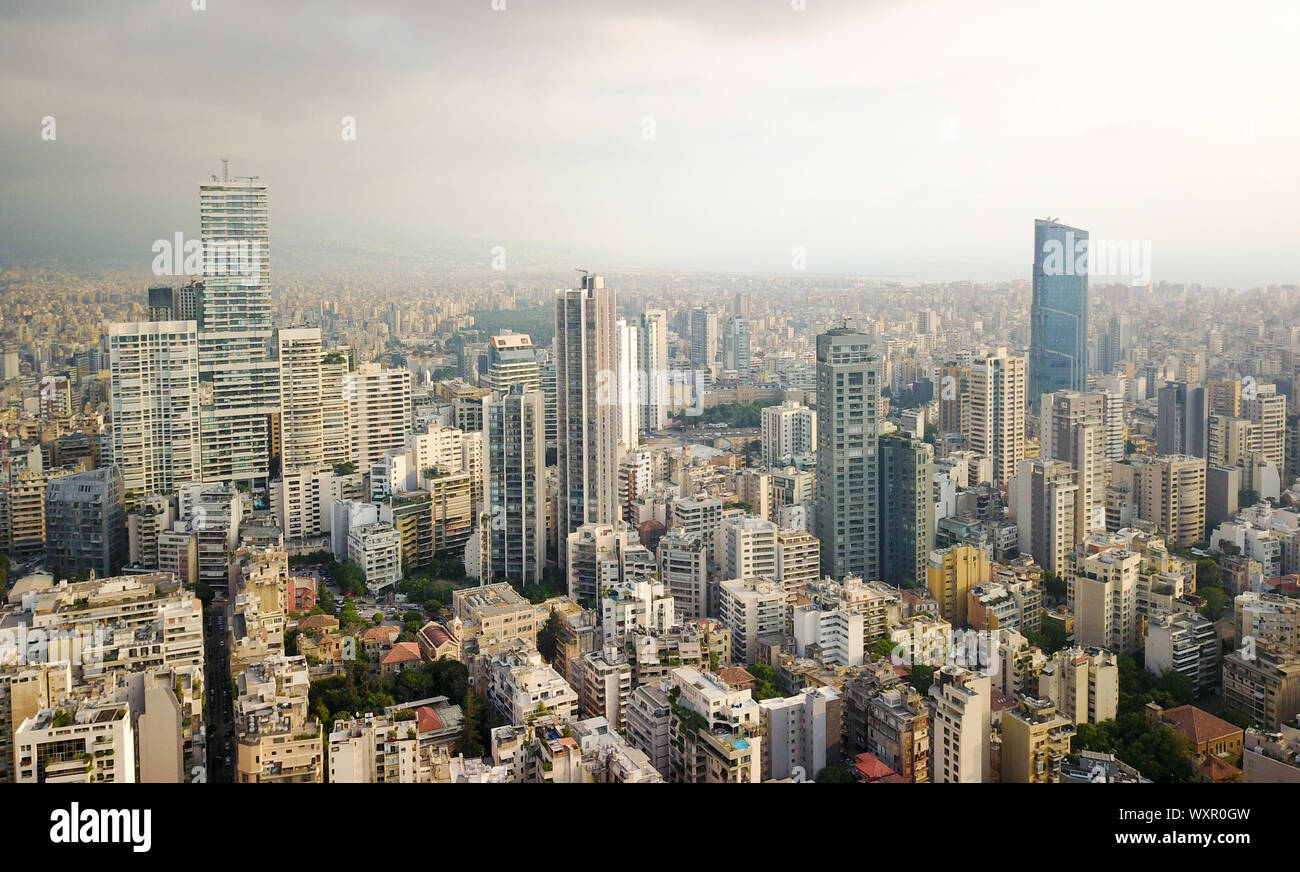 Beirut city view taken with aerial drone ,Beirut LEBANON Stock Photo ...