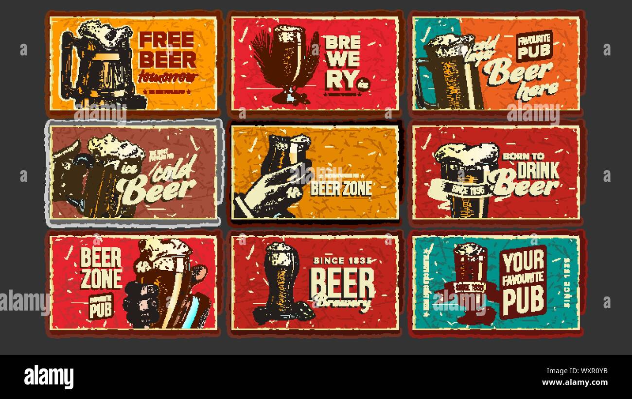Beer Collection Advertising Poster Set Vector Stock Vector Image & Art ...