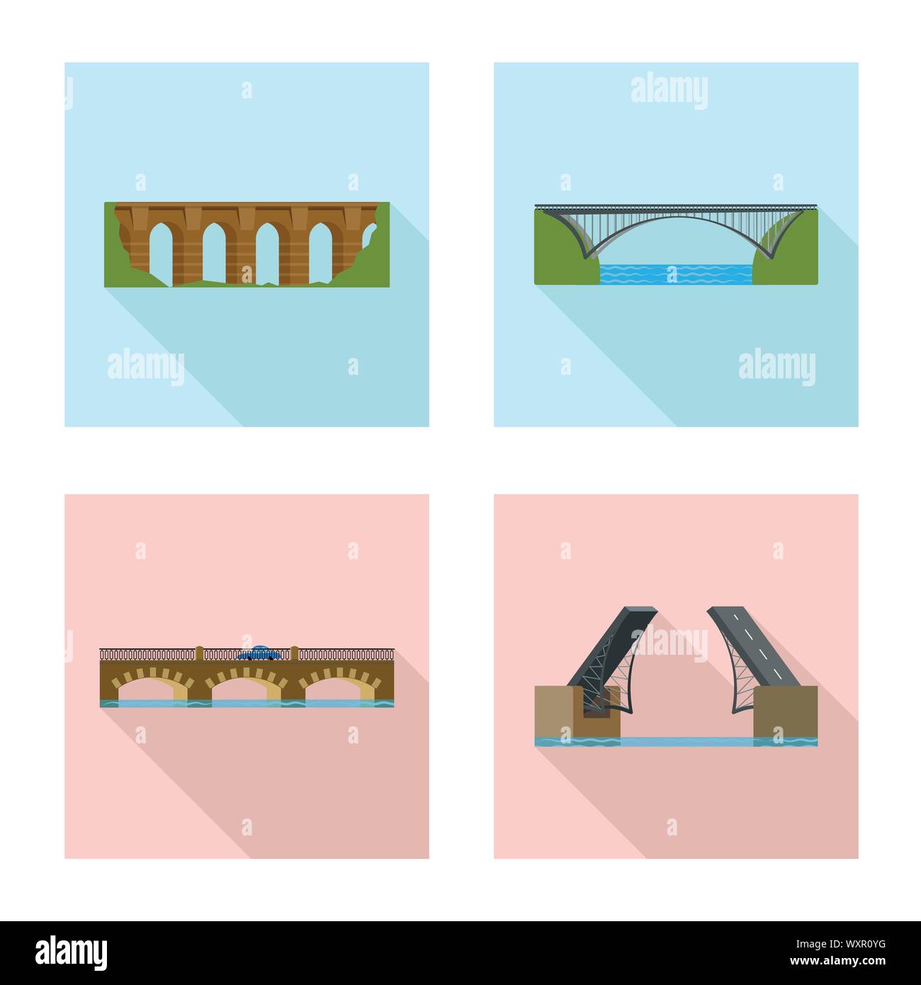 Vector design of bridgework and bridge symbol. Set of bridgework and ...