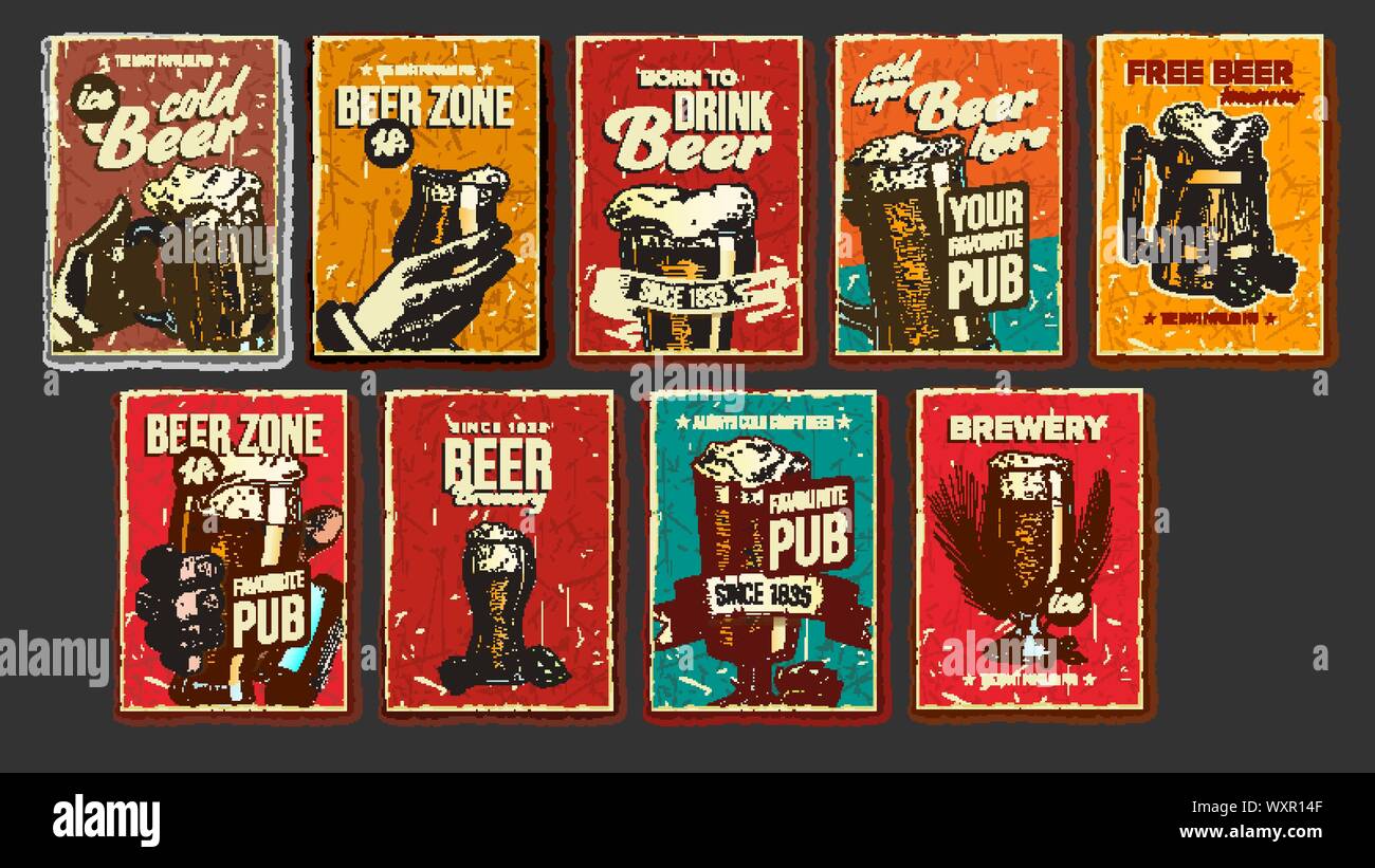 Beer Collection Advertising Poster Set Vector Stock Vector Image & Art ...