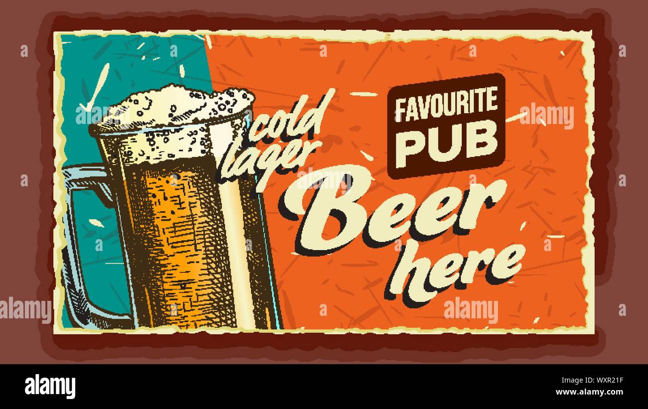 Cold Lager Beer Glass Advertising Banner Vector Stock Vector Image ...