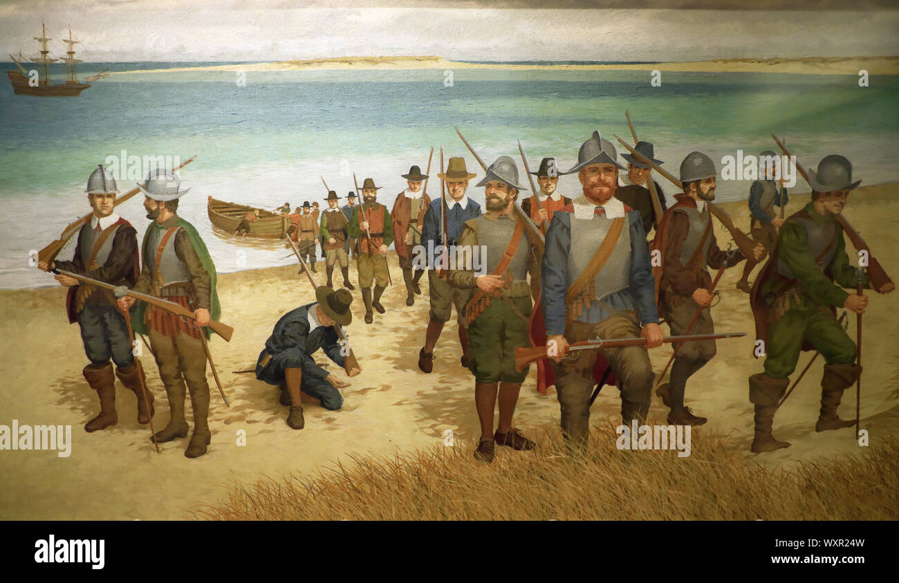 The mural of First Landing of the Pilgrims in Provincetown by Alfred J ...