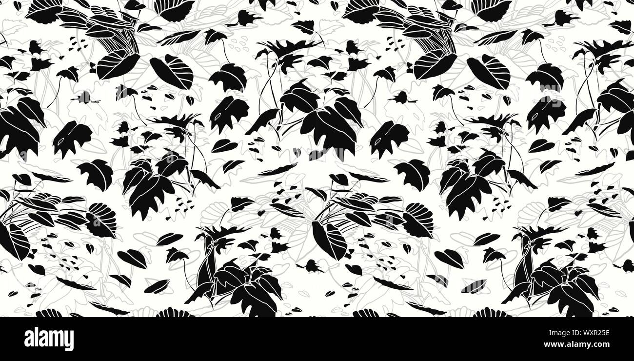 Scattered Leaves Black And White