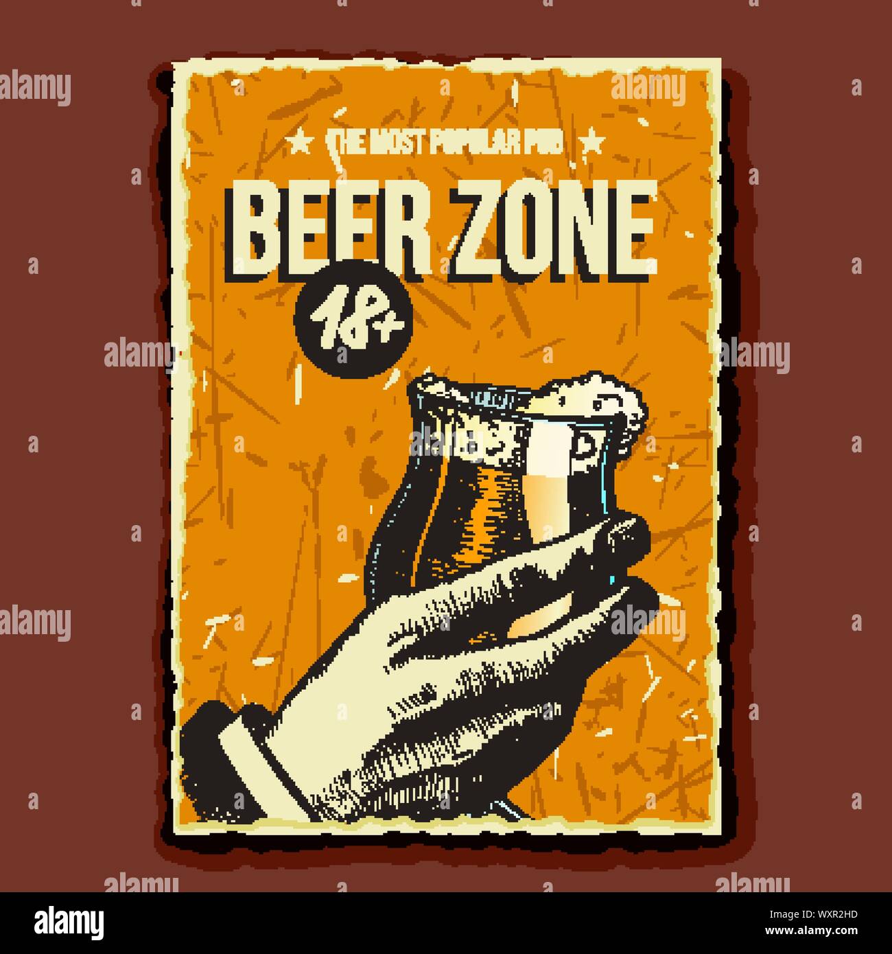 Hand Holding Beer Glass Advertising Poster Vector Stock Vector Image ...