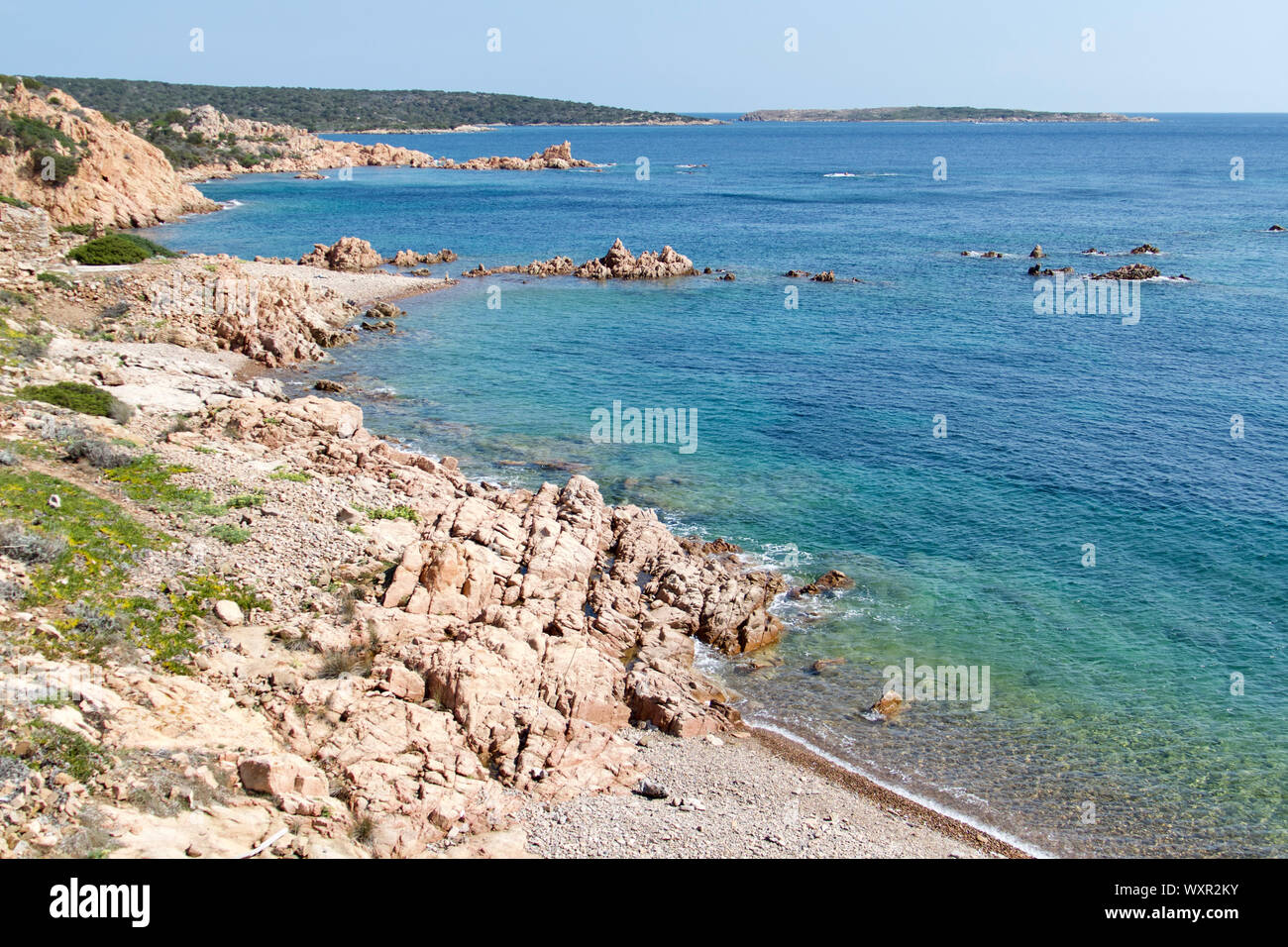 Mediterrantan beach. Punta Rossa, Isola Caprera, La Maddalena, Sardinia ...