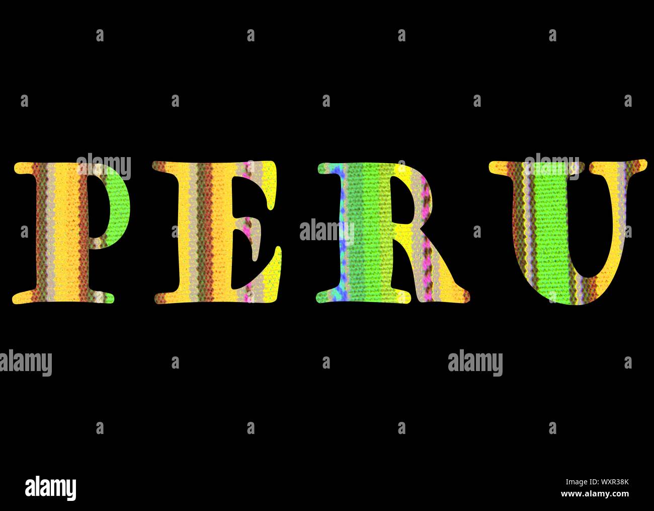 colorful peruvian inka fabric textile, writen in PERU text lima peru ...
