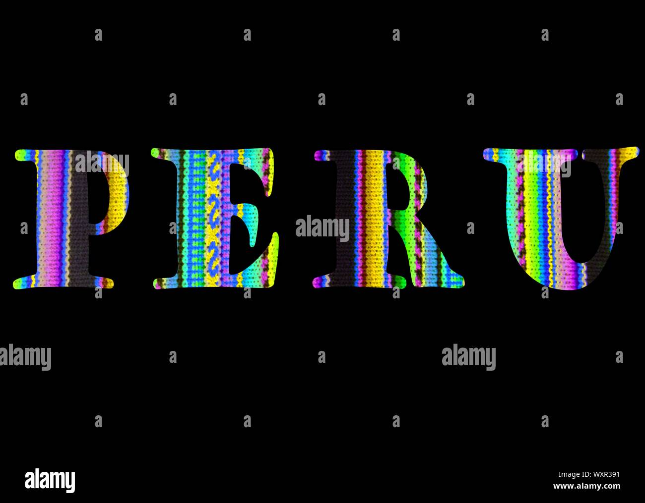 colorful peruvian inka fabric textile, writen in PERU text lima peru ...