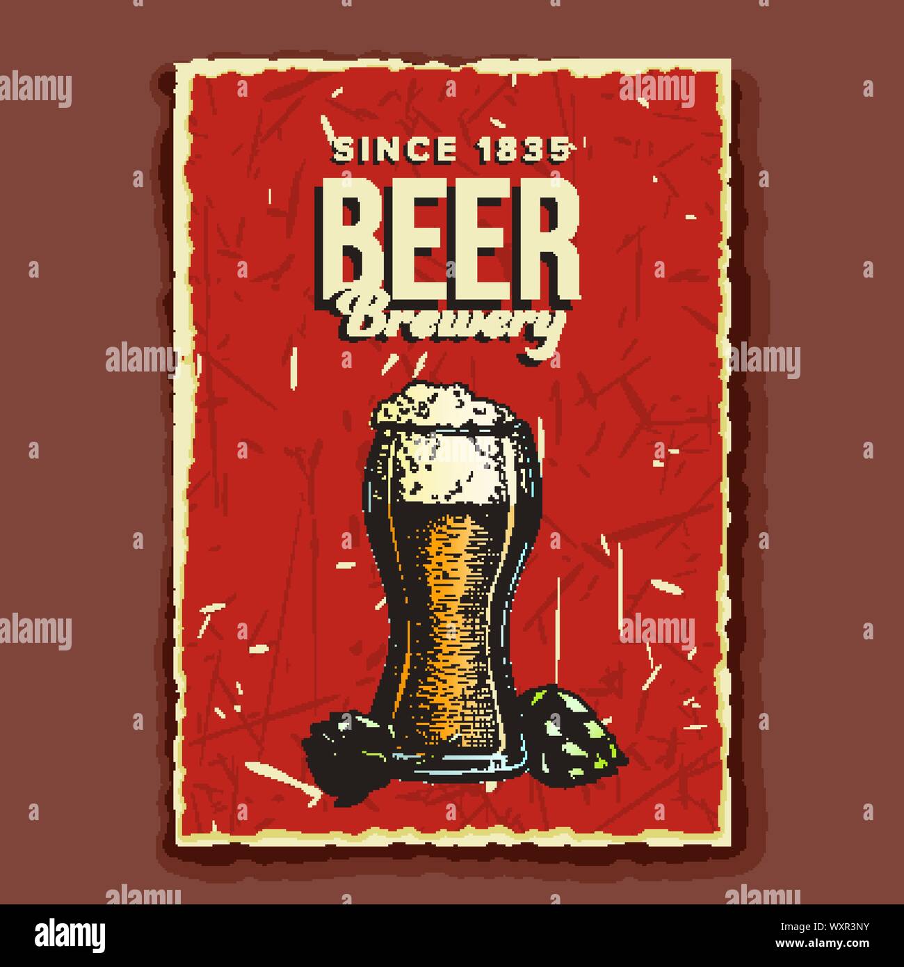 Beer Glass Cup Brewery Advertising Poster Vector Stock Vector Image ...