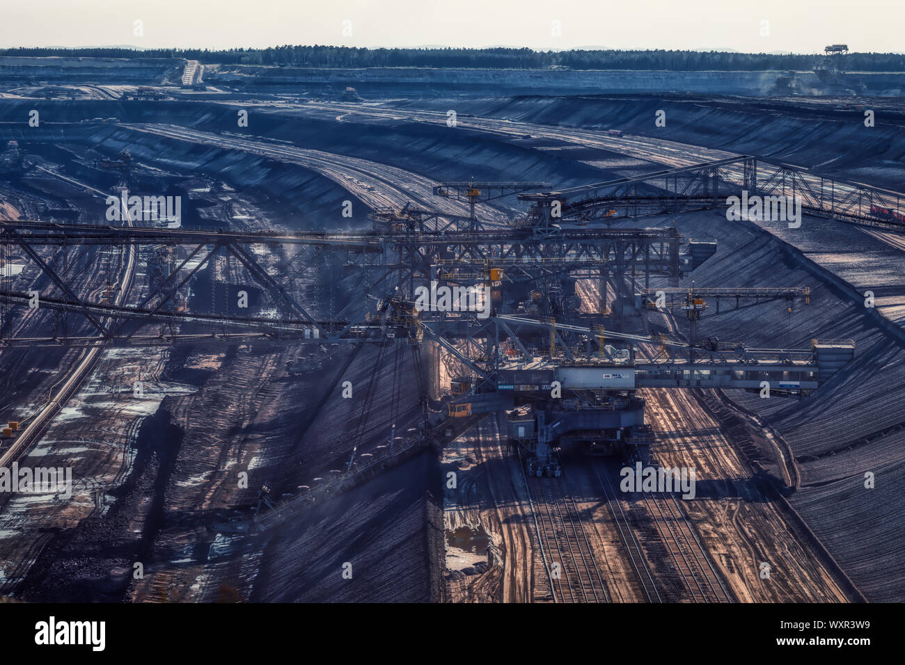 Coal mining with heavy excavator in germany, Boxberg Power Station in ...