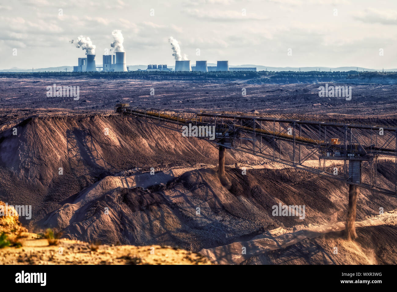 Coal mining with heavy excavator in germany, Boxberg Power Station in ...