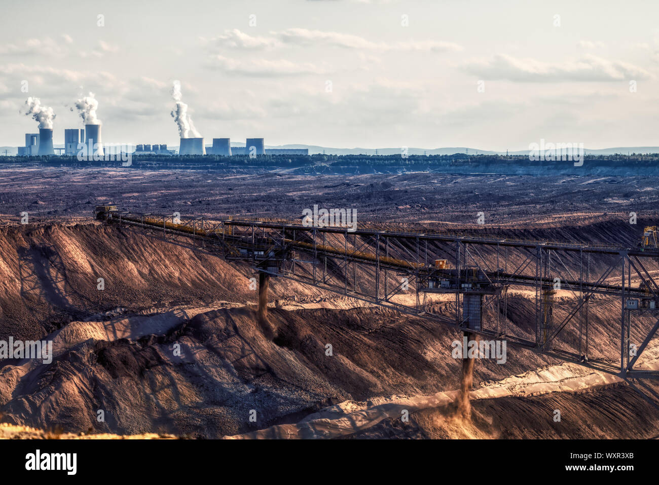 Coal mining with heavy excavator in germany, Boxberg Power Station in ...