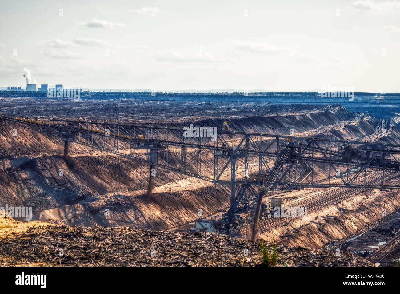 Coal mining with heavy excavator in germany, Boxberg Power Station in ...