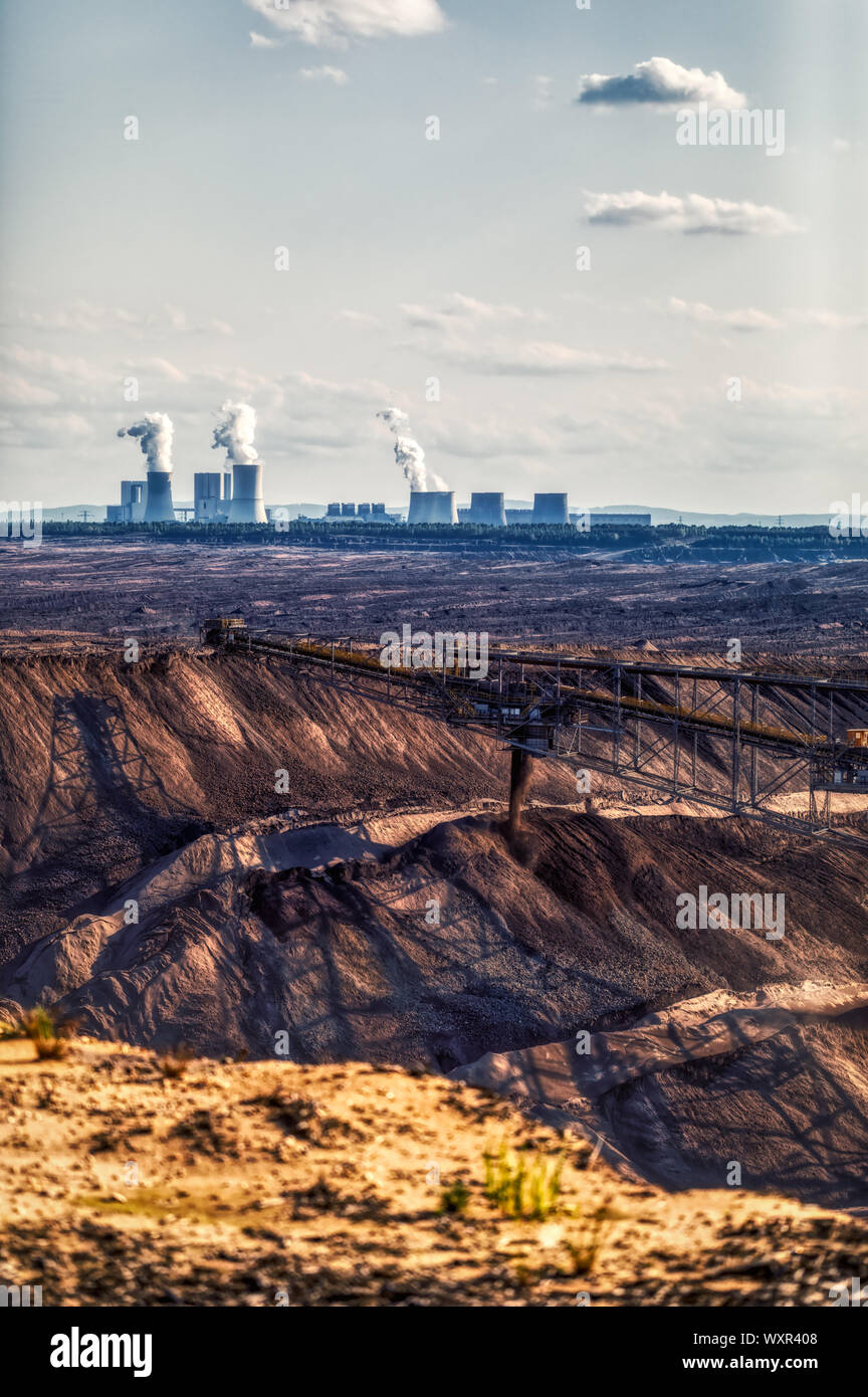 Coal mining with heavy excavator in germany, Boxberg Power Station in ...