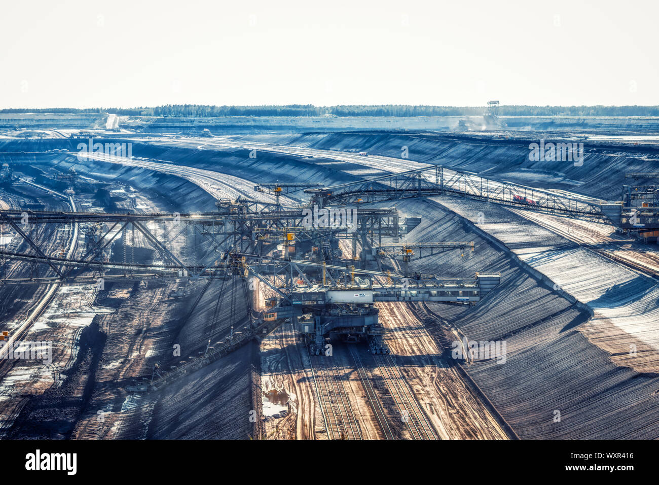 Coal mining with heavy excavator in germany, Boxberg Power Station in ...