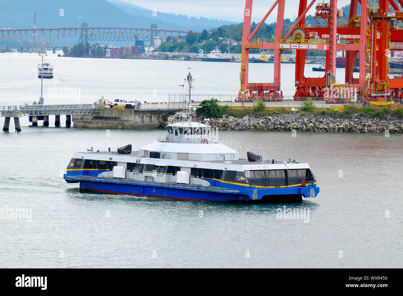 Translink "Seabus" Approaching Waterfront Ferry Terminal from Londsdale ...