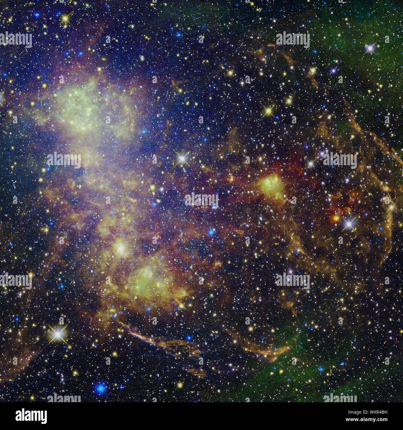 Universe scene with planets, stars and galaxies in outer space ...
