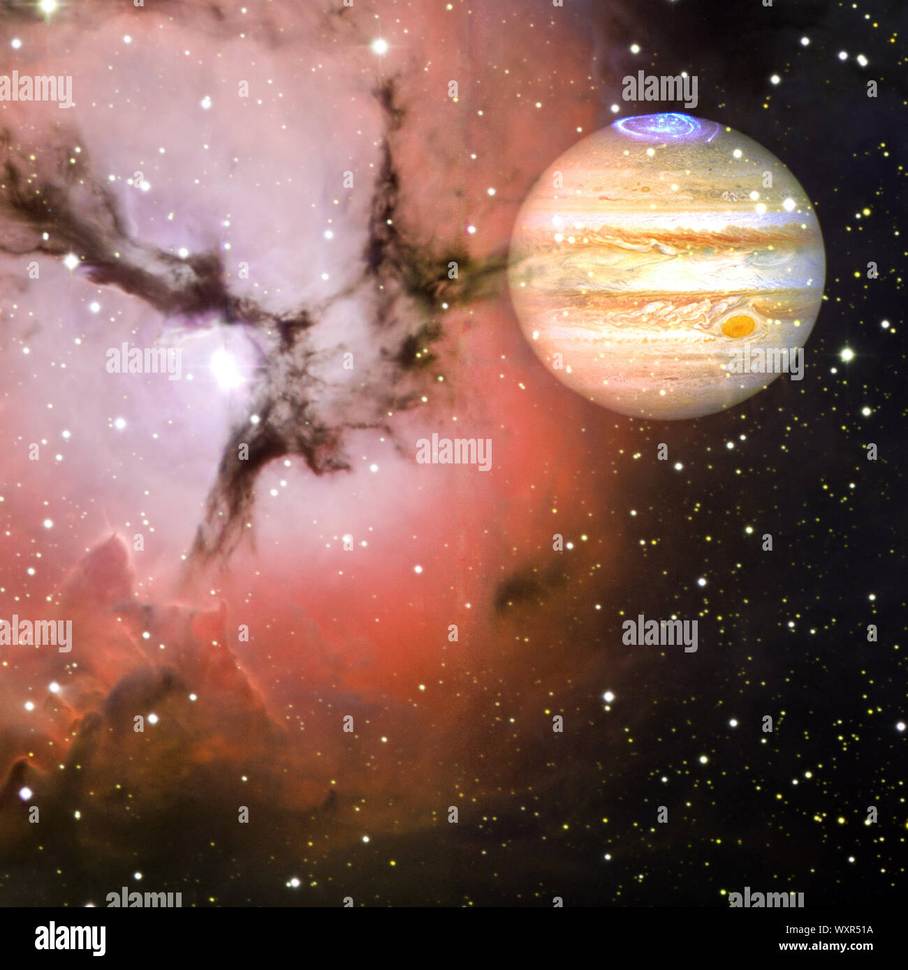 Planet Jupiter in the colorful starry universe. Elements of this image ...