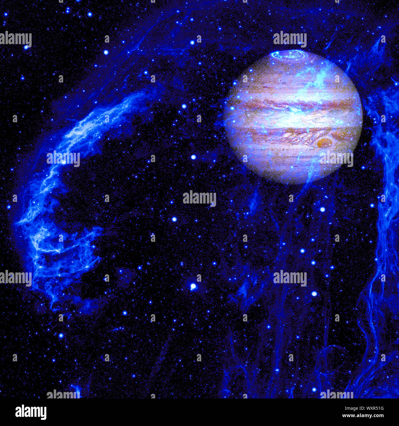 Planet Jupiter in the colorful starry universe. Elements of this image ...