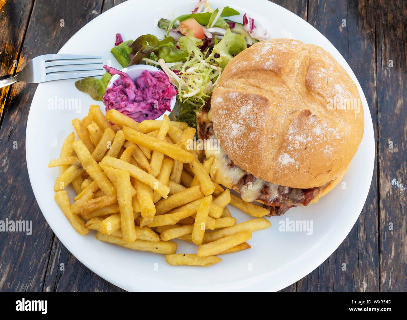 Lord Stones Café lunch a Sloppy Joe prime Belted Galloway beef burger ...