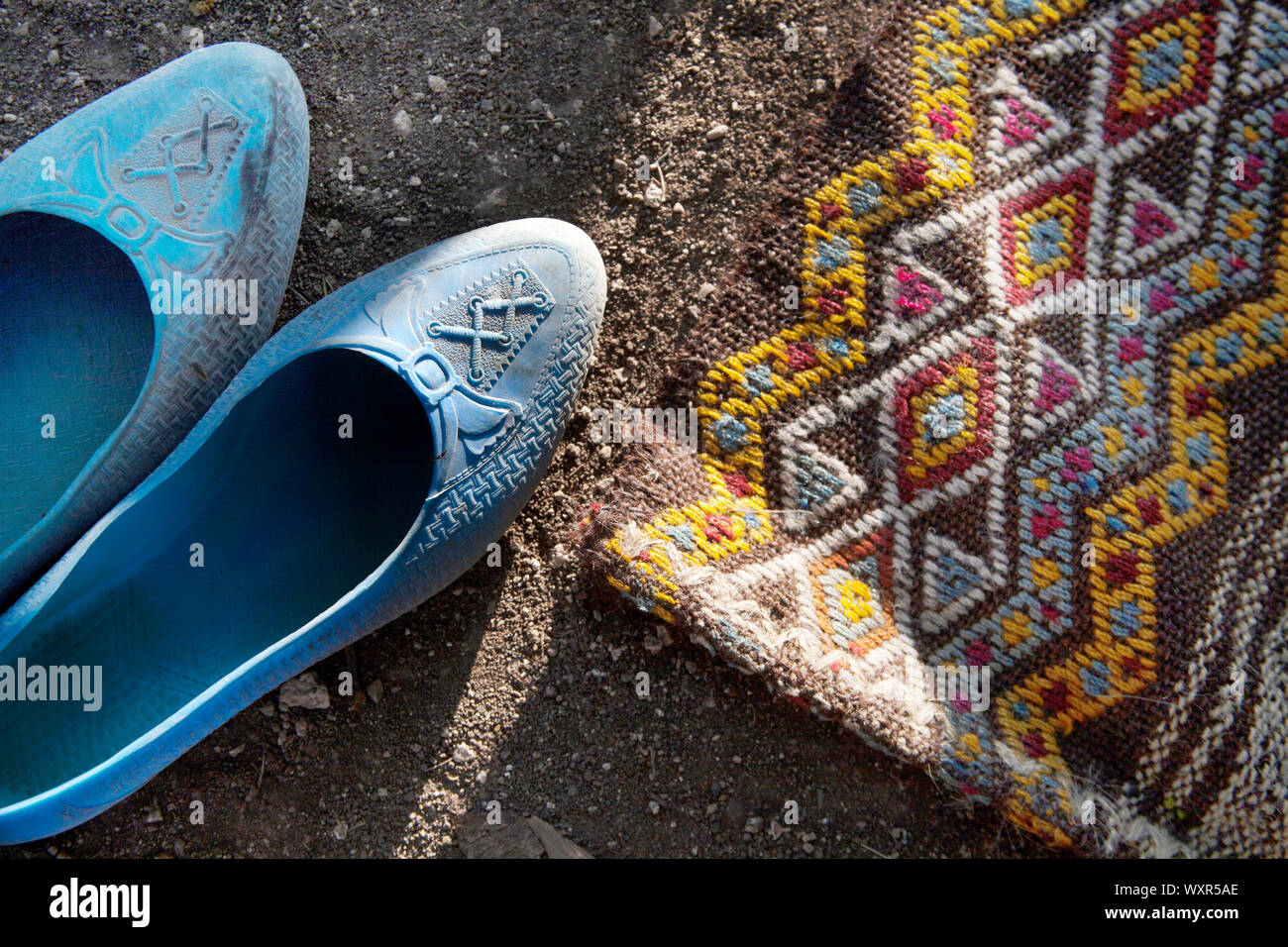 handmade rugs and nomadic shoes Stock Photo - Alamy