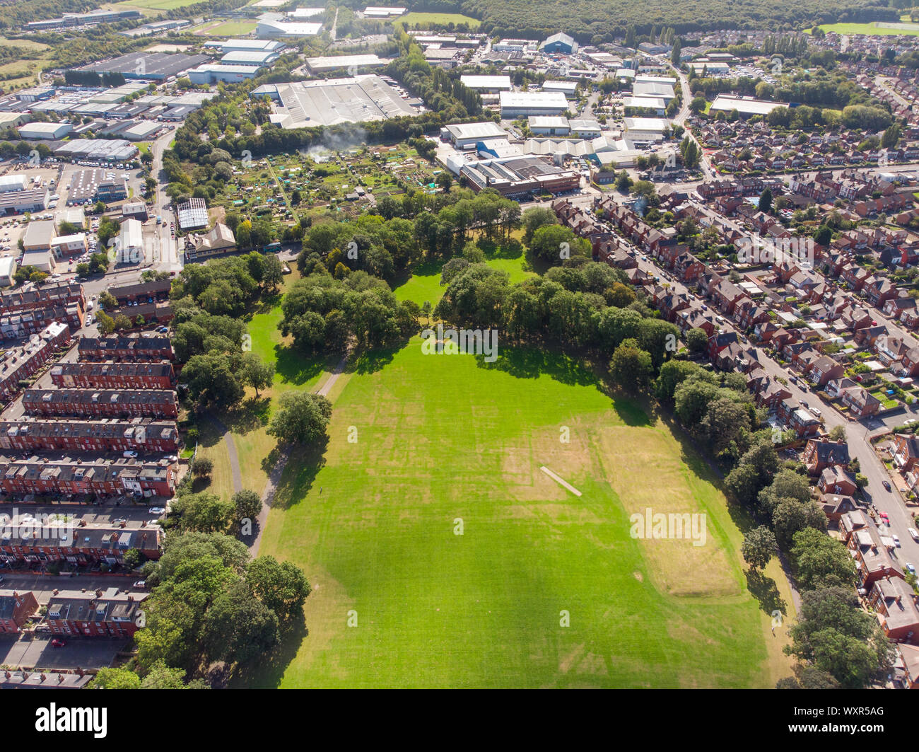 Aerial photo of the town known as Beeston in Leeds West Yorkshire UK ...