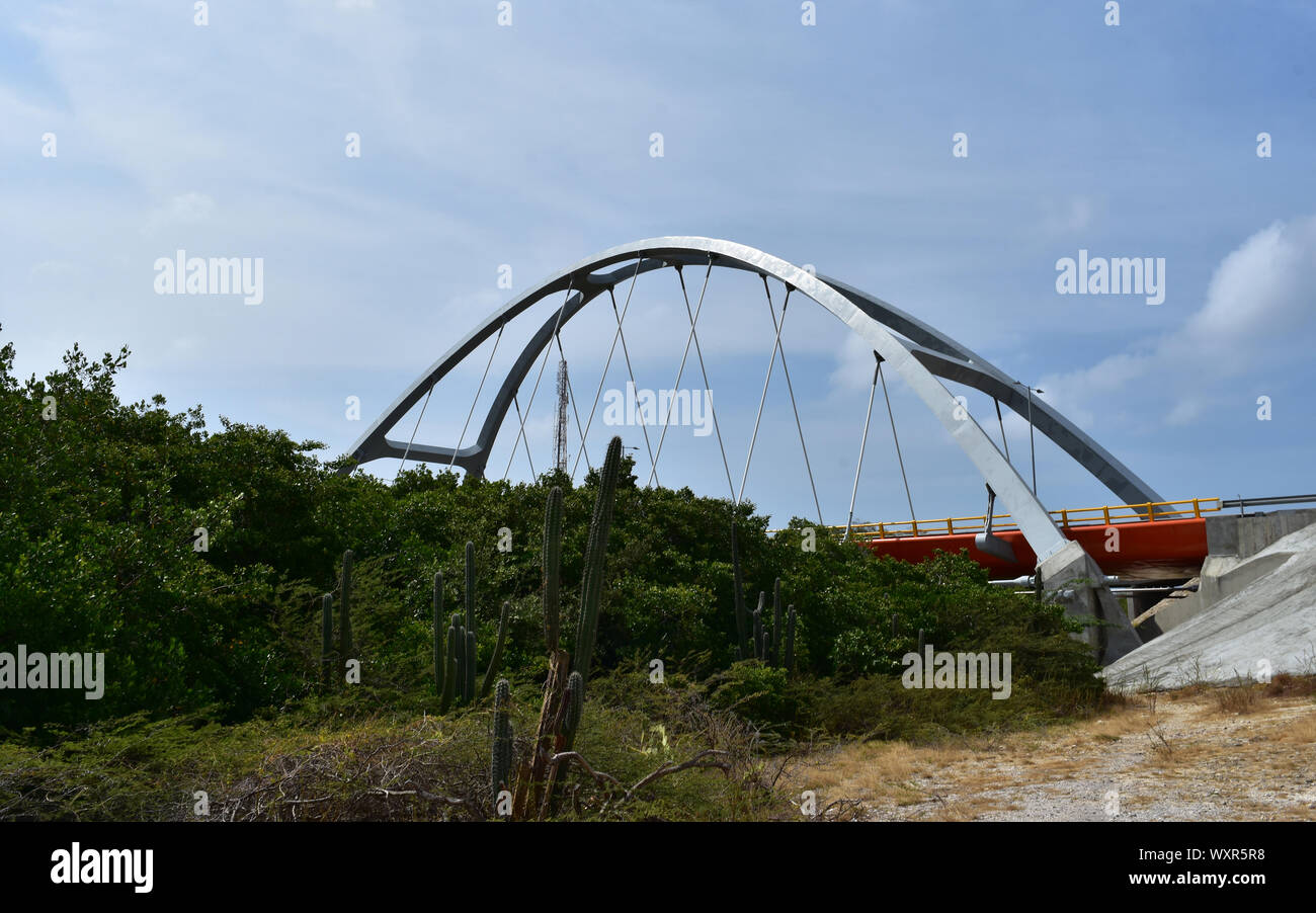 Bridge extending over the Spanish Lagoon in Aruba Stock Photo - Alamy