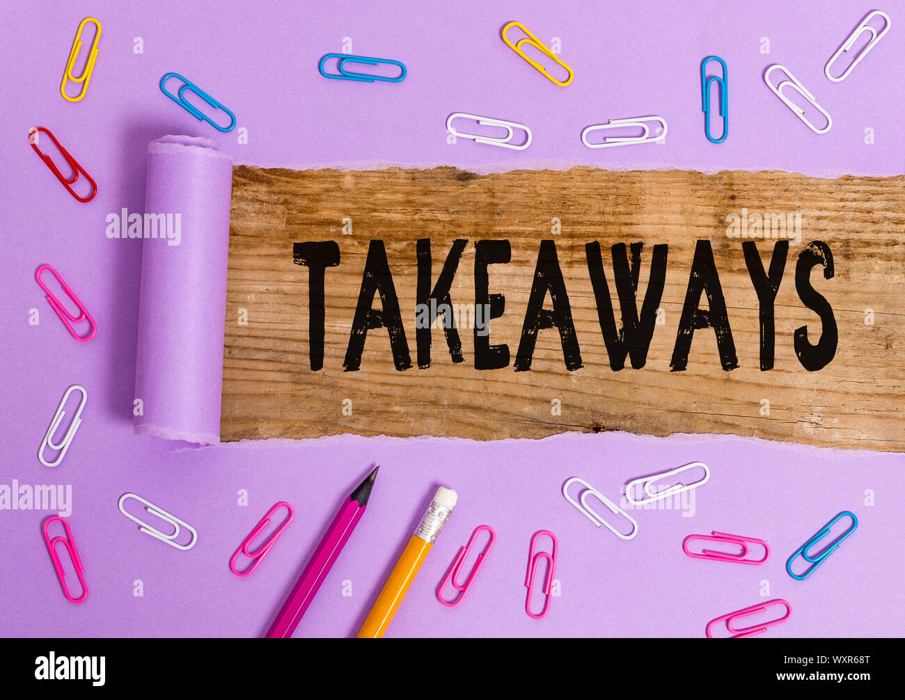 Writing note showing Takeaways. Business concept for An act or instance ...