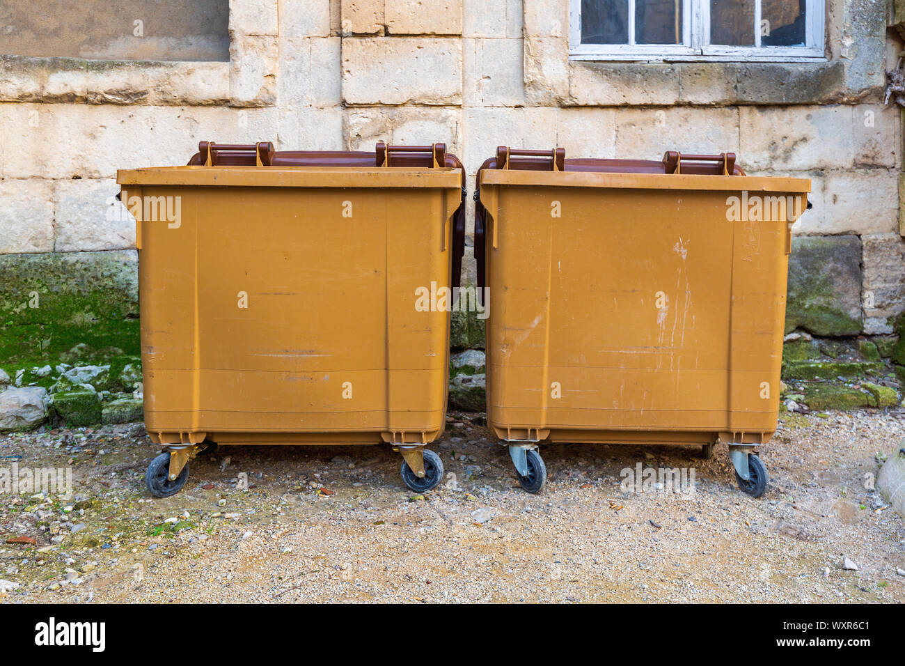 Two Big Brown Dumpster Recycling Bins at Street Stock Photo - Alamy