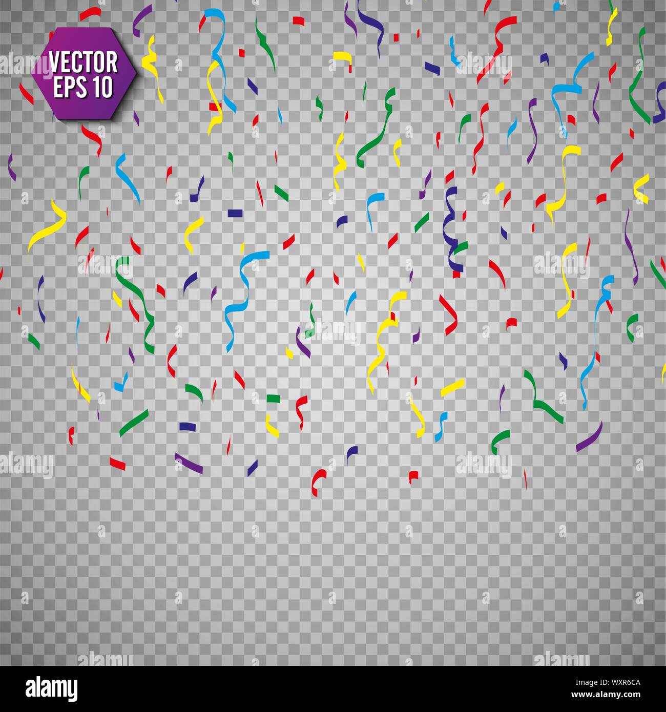 Colorful bright confetti isolated on transparent background. Festive vector illustration Stock ...
