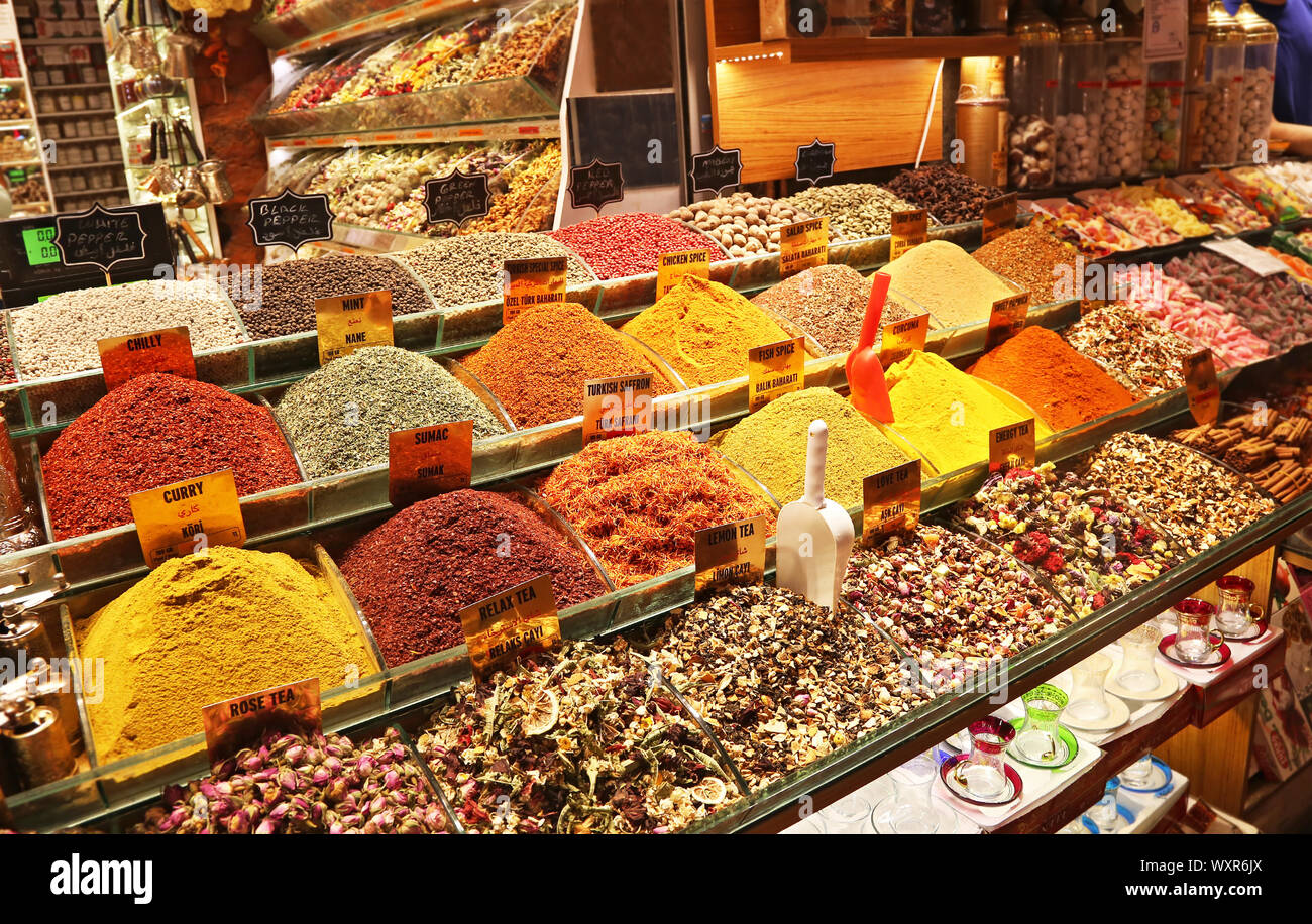 spices and teas at the egyptian market - Grand Bazaar Istanbul Turkey ...