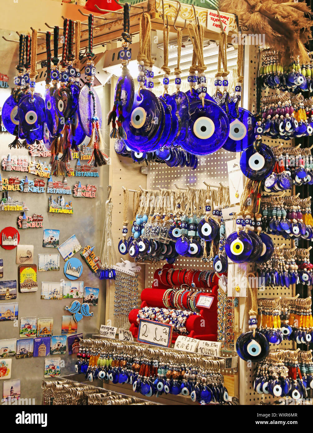 traditional evil eye souvenirs at Grand Bazaar Istanbul Turkey Stock ...