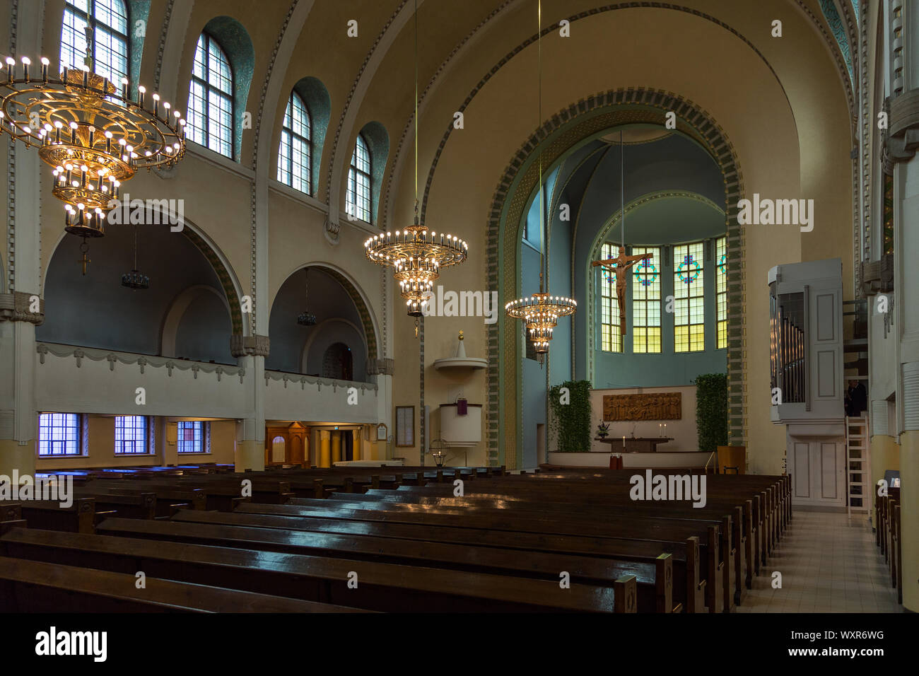 Helsinki, Finland- 28 February 2015: The interior of Kallio Church in ...