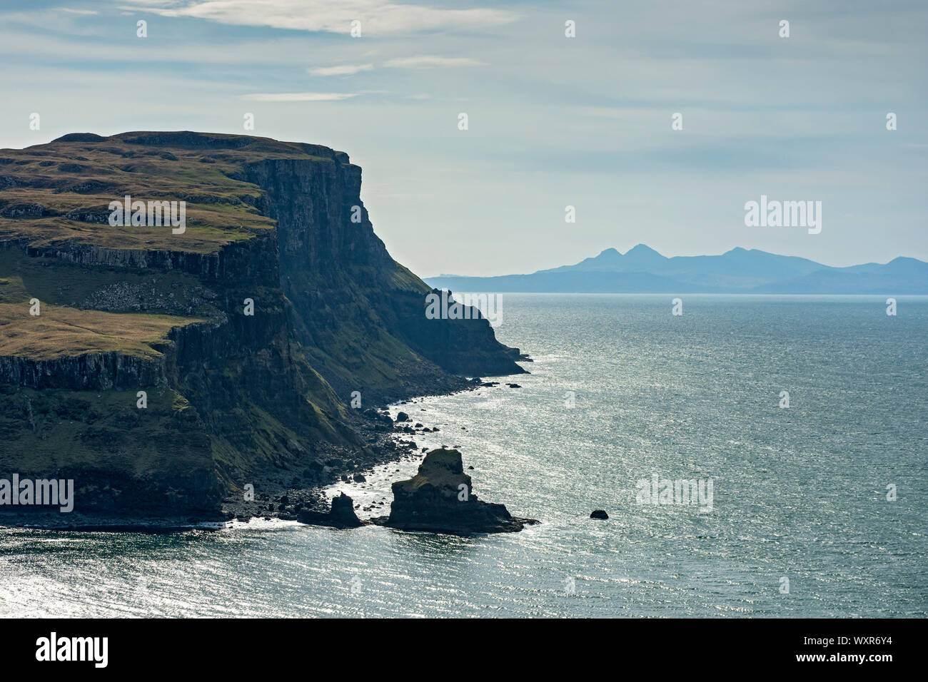 The cliffs of Beinn nan Cuithean and the Isle of Rum, from Rubha Cruinn ...