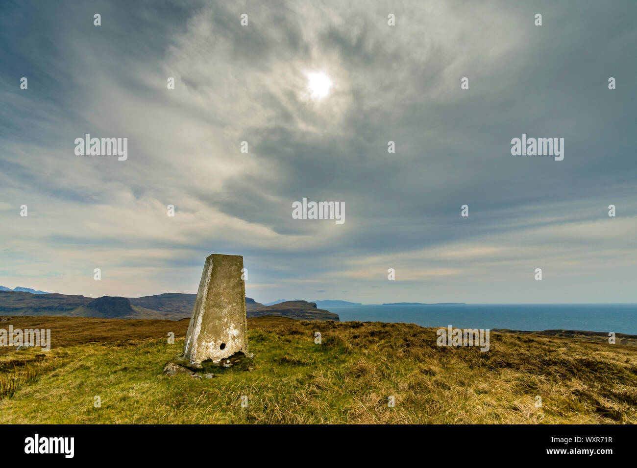 The trig point on the summit of Beinn nan Dubh-lochan, north of ...