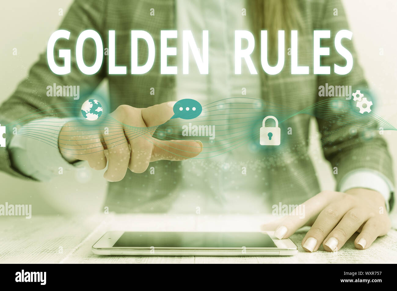 Writing note showing Golden Rules. Business concept for Basic principle ...