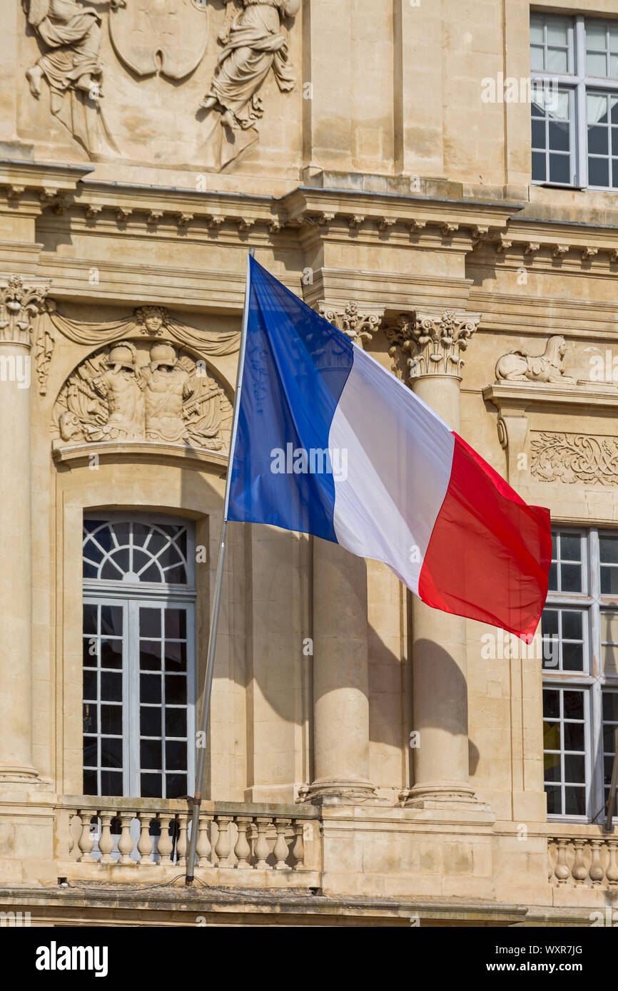 National French Tricolour Flag at Building Exterior Stock Photo - Alamy