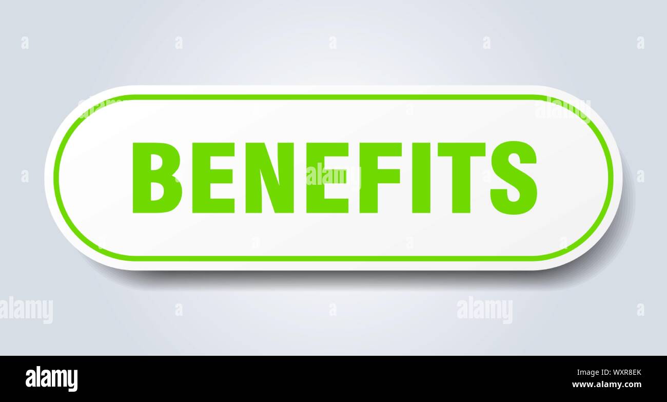 benefits sign. benefits rounded green sticker. benefits Stock Vector ...