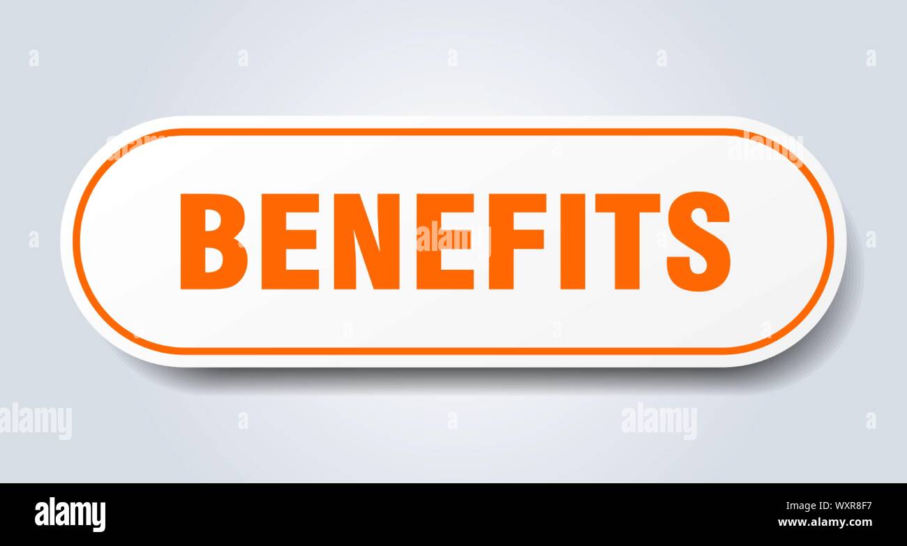 benefits sign. benefits rounded orange sticker. benefits Stock Vector ...