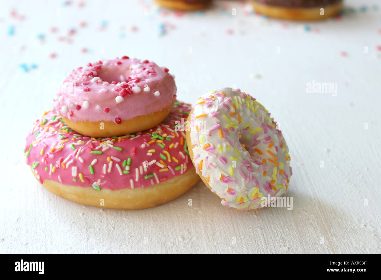 Assorted colorful donuts close-up. Photos of different donuts Stock ...