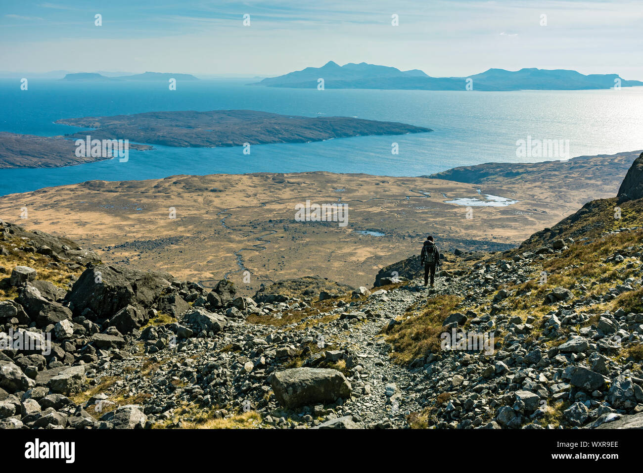 The islands of Eigg, Rum and Soay from Coir' a'Ghrunnda in the Cuillin ...