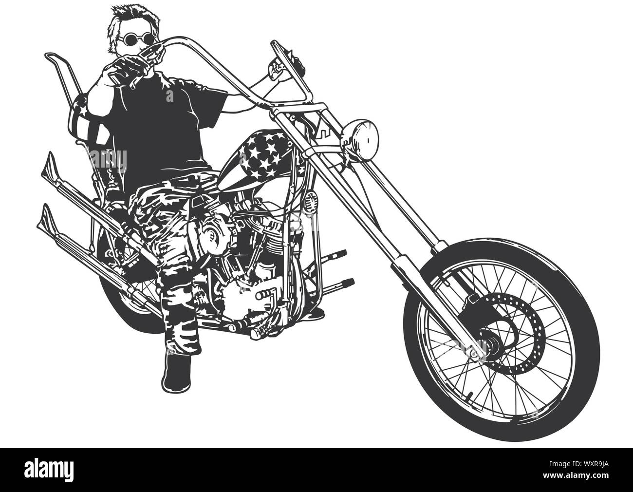 Motorcycle driving on road Black and White Stock Photos & Images - Alamy