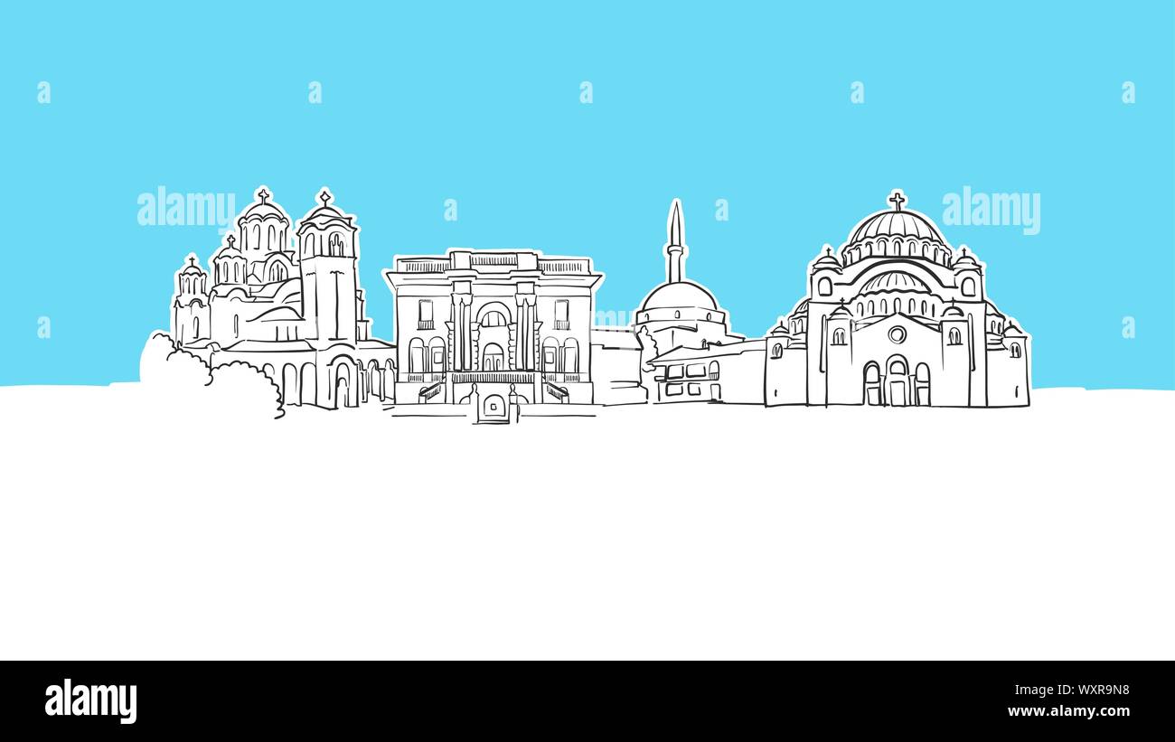Belgrade Skyline Panorama Vector Sketch. Hand-drawn Illustration on ...